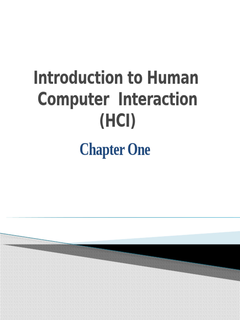 Chapter 1 Introduction To HCI | PDF | Human–Computer Interaction | Usability