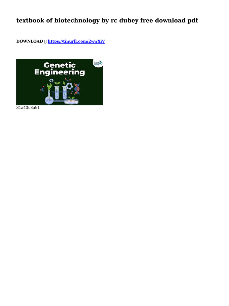 Textbook of Biotechnology by RC Dubey Free Download PDF | PDF