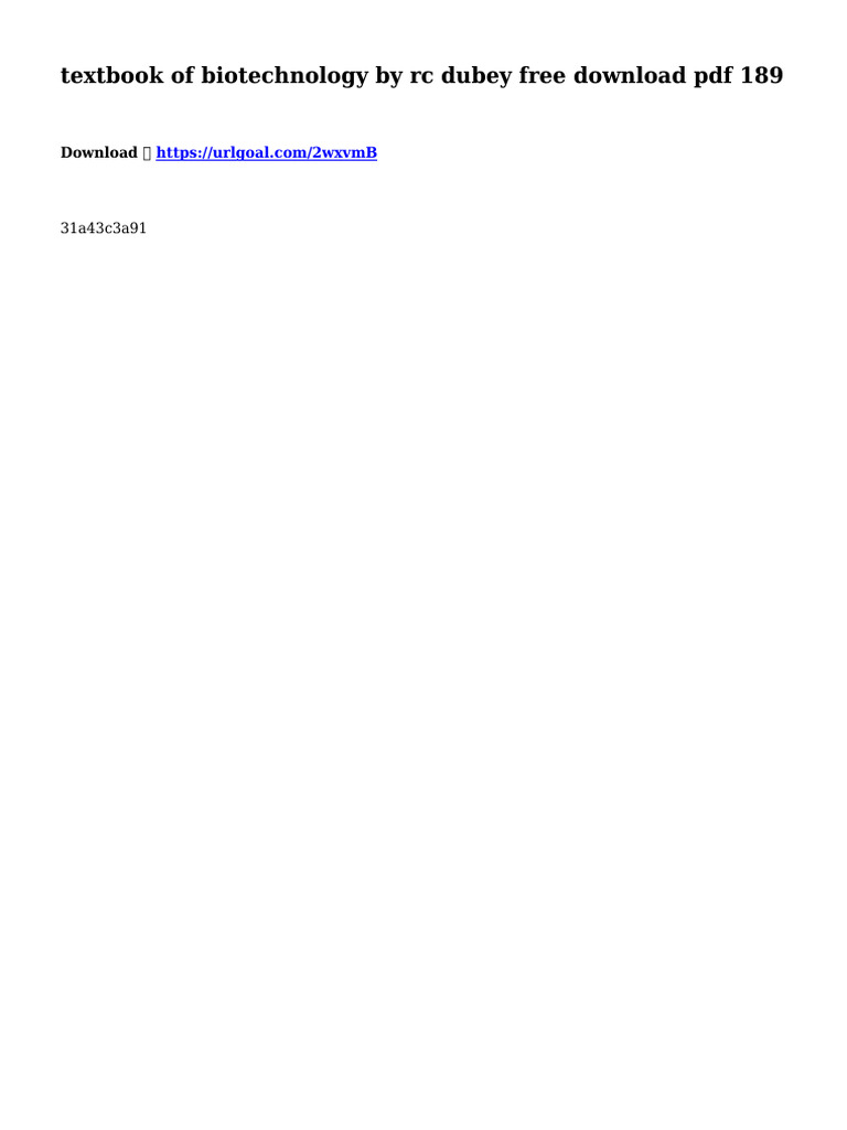 Textbook of Biotechnology by RC Dubey Free Download PDF 189 | PDF