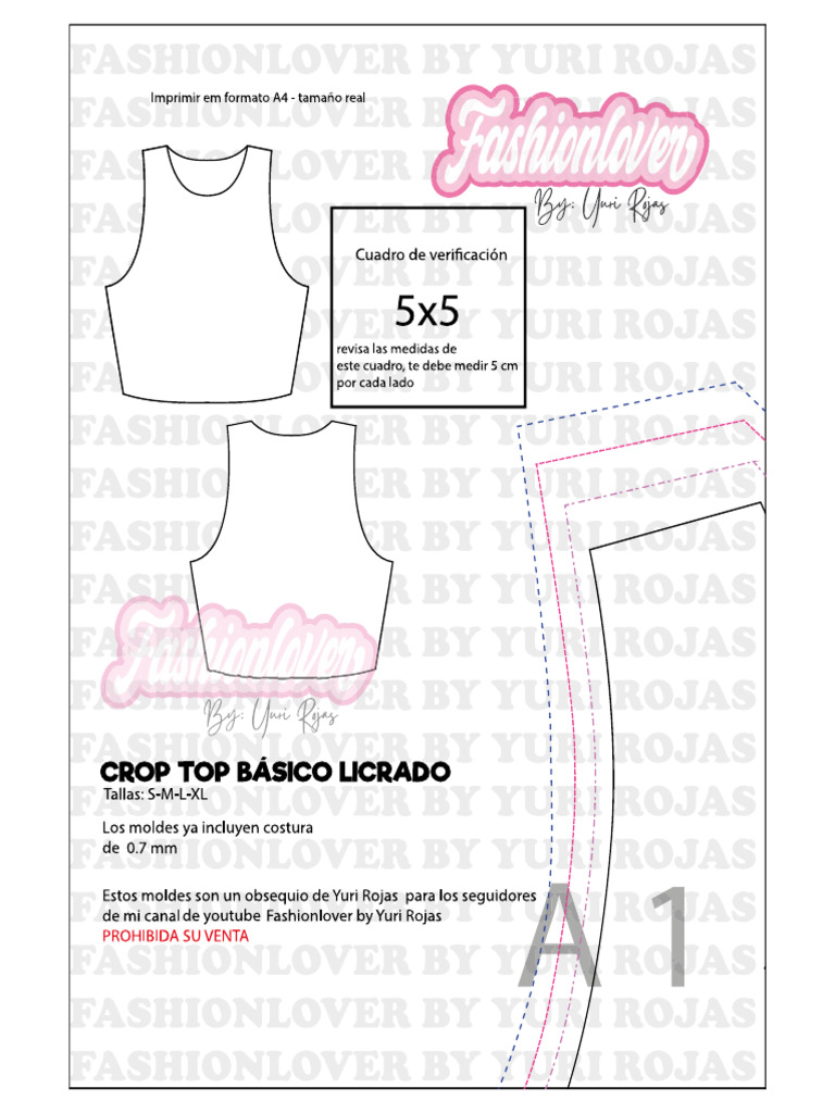 Moldes para Crop Top Tallas XS A XL PDF (GRATIS) | PDF