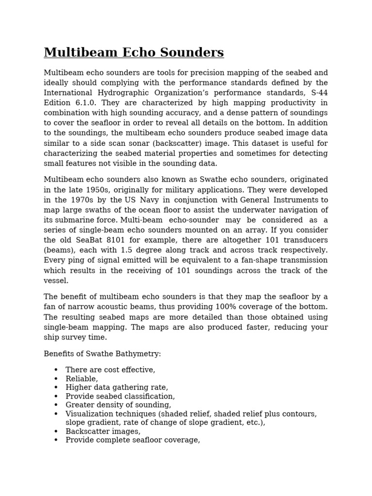 Lecture 2 Year 5 - Multibean Echo Sounder - Updated 13 May 2025 | PDF ...