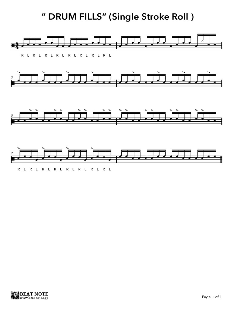 " DRUM FILLS" (Single Stroke Roll) | PDF