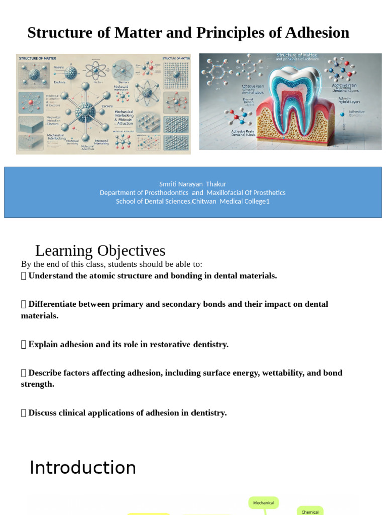Structure of Matter and Principles of Adhesion | PDF