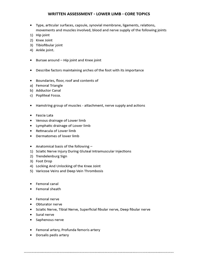 Lower Limb Core Topics | PDF