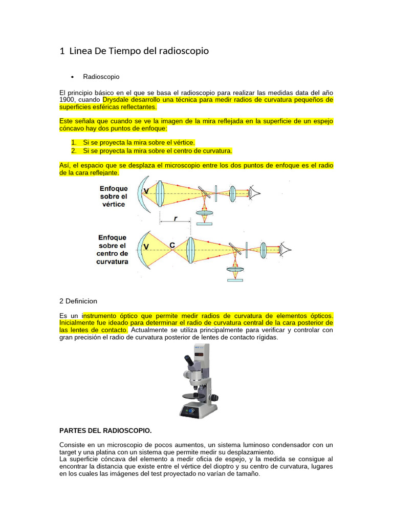 Radioscopio: Medición de Curvaturas Ópticas | PDF | Óptica | Microscopio