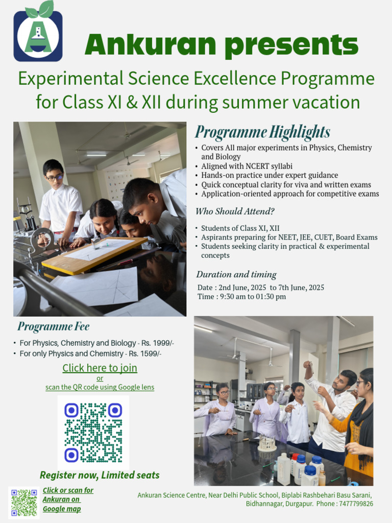 Summer Science Programme for Class XI & XII | PDF