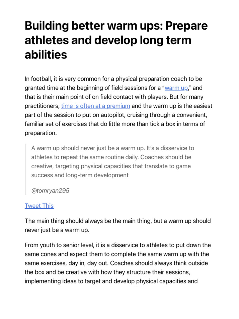 Building Better Warm Ups | PDF | Acceleration | Sports