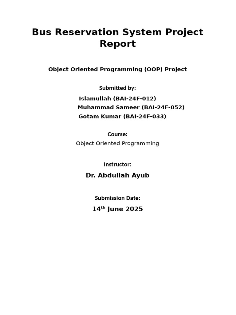 Java Bus Reservation System Report | PDF | Computer Engineering ...