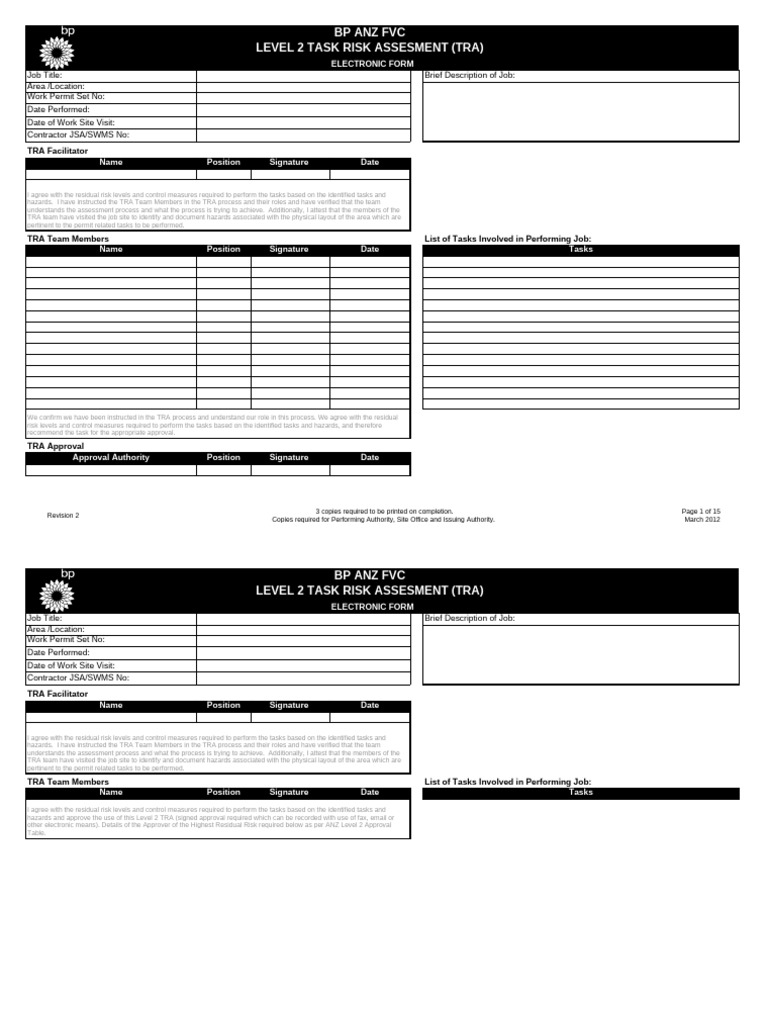 Task Risk Assessment Form | PDF | Radiation | Leak