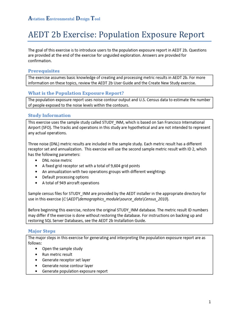 AEDT 2b Population Exposure Report Guide | PDF | Decibel | Databases