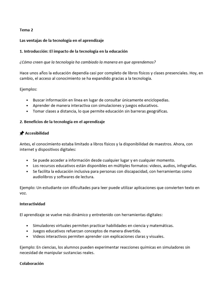 Temas 2 y 3 Ventajas y Desventajas de La Tecnologia y Sus Herramientas ...