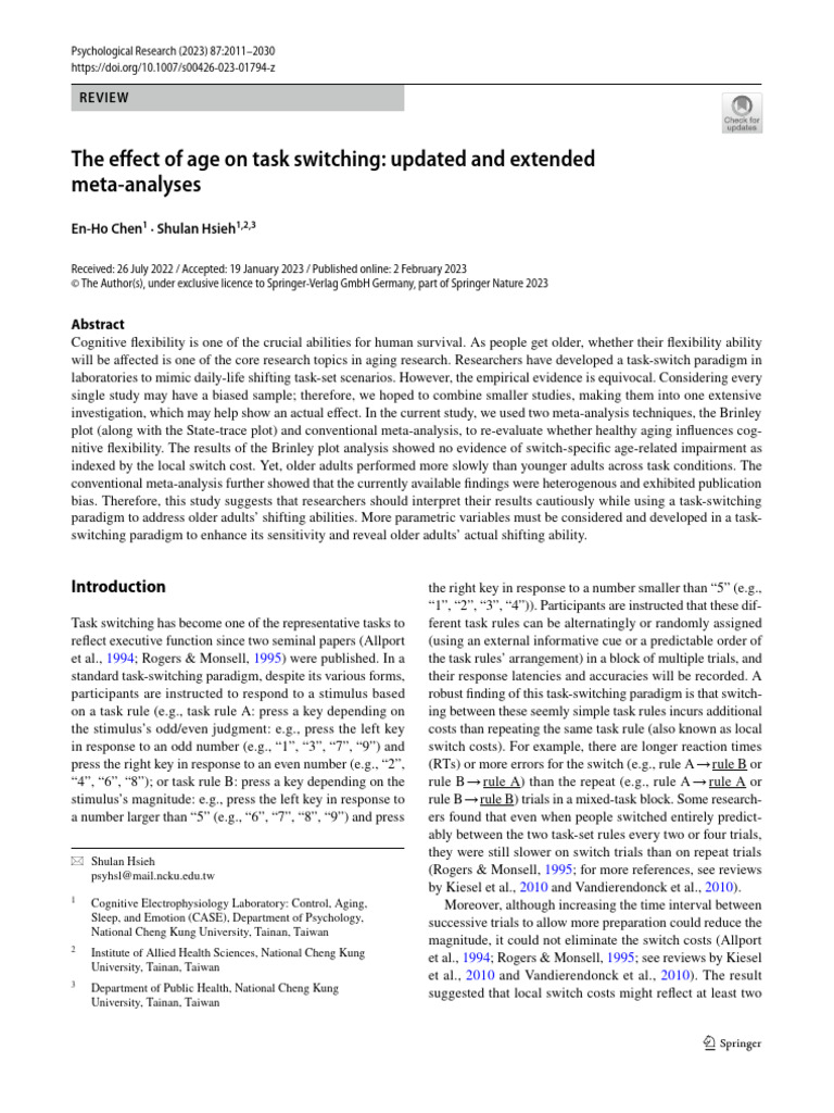 The Effect of Age On Task Switching | PDF | Meta Analysis | Effect Size
