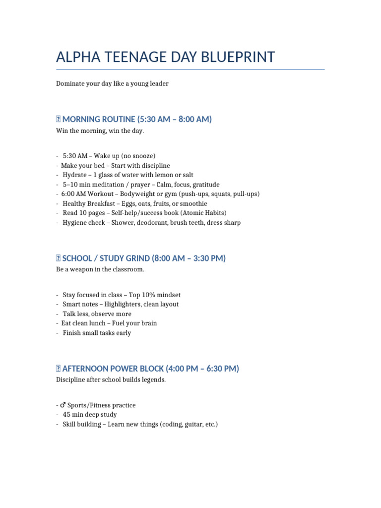 Alpha Teen Day Blueprint | PDF