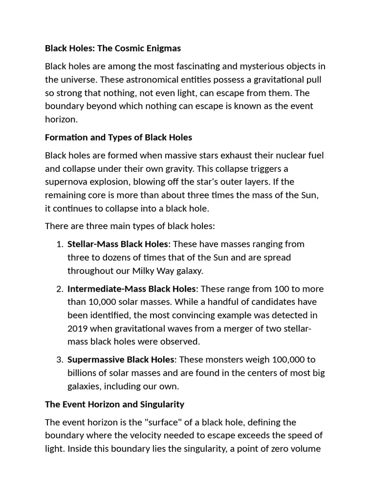 Understanding Black Holes: Key Concepts | PDF | Black Hole | Galaxy