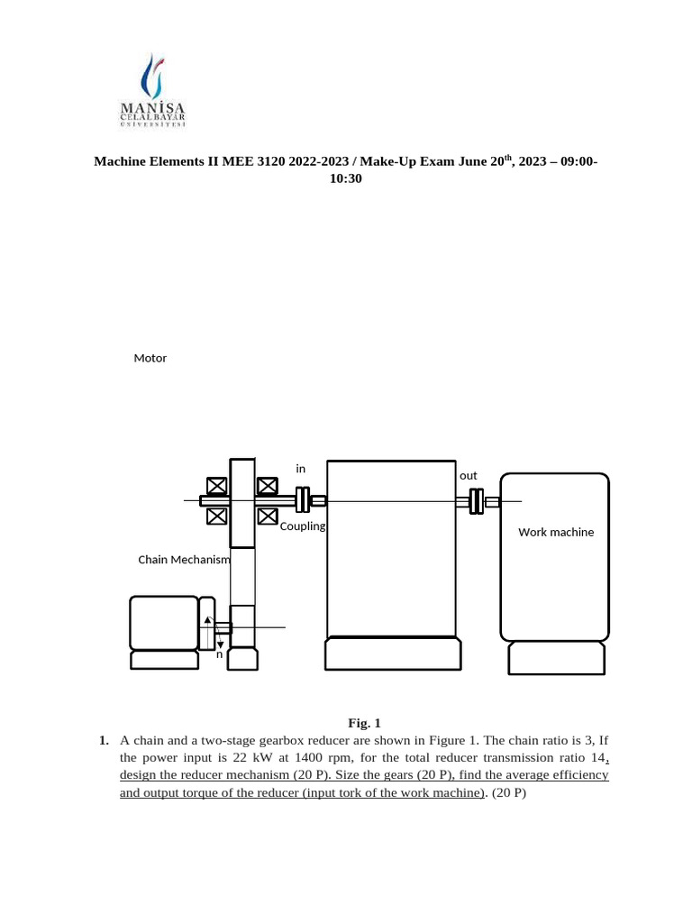 2022-2023 Makel II MCBÜ Machine Elements Make-Up Exam | PDF