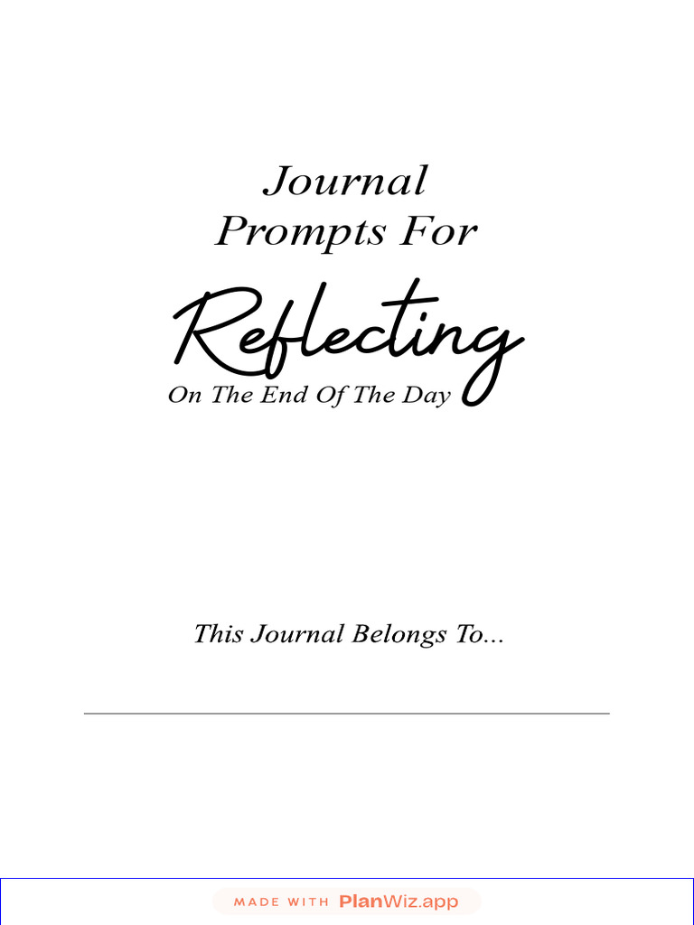 PlanWiz Journal Prompts For Reflecting On Your Day | PDF