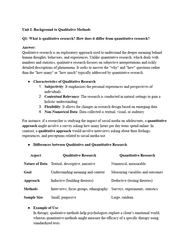 Qualitative Psych Exam Prep | PDF | Qualitative Research | Quantitative ...