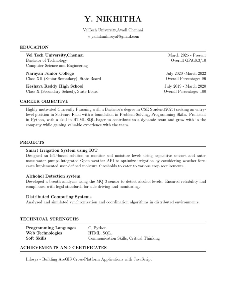 CSE Student Resume and Projects | PDF