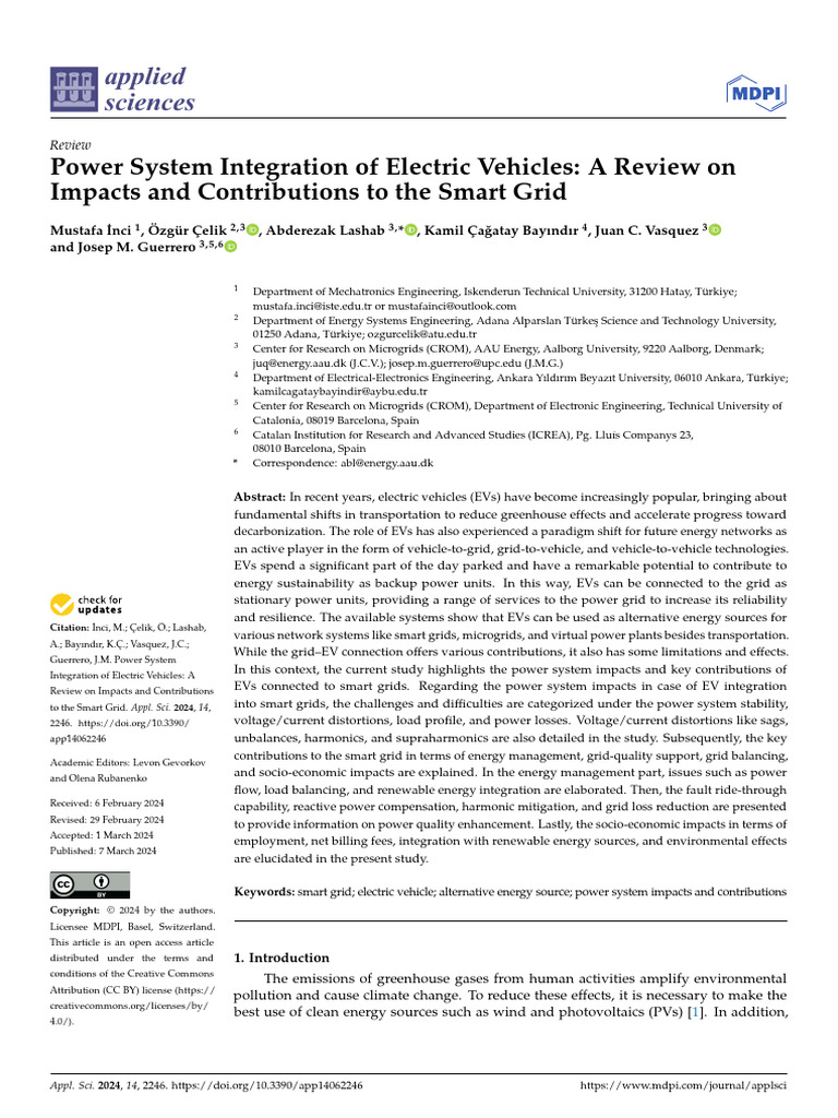EV Integration in Smart Grids: Impacts & Benefits | PDF | Smart Grid ...