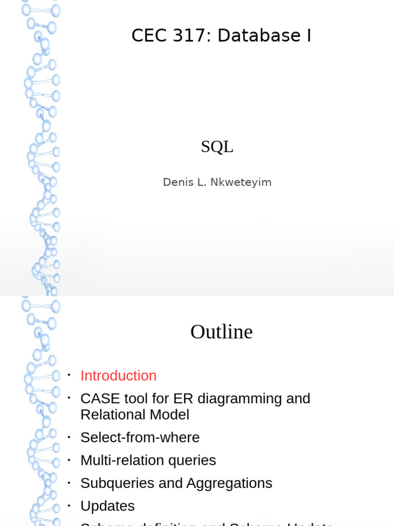 CEC 317 First Semester 2020-2021 Part 7 - SQL | PDF | Sql | Relational Database