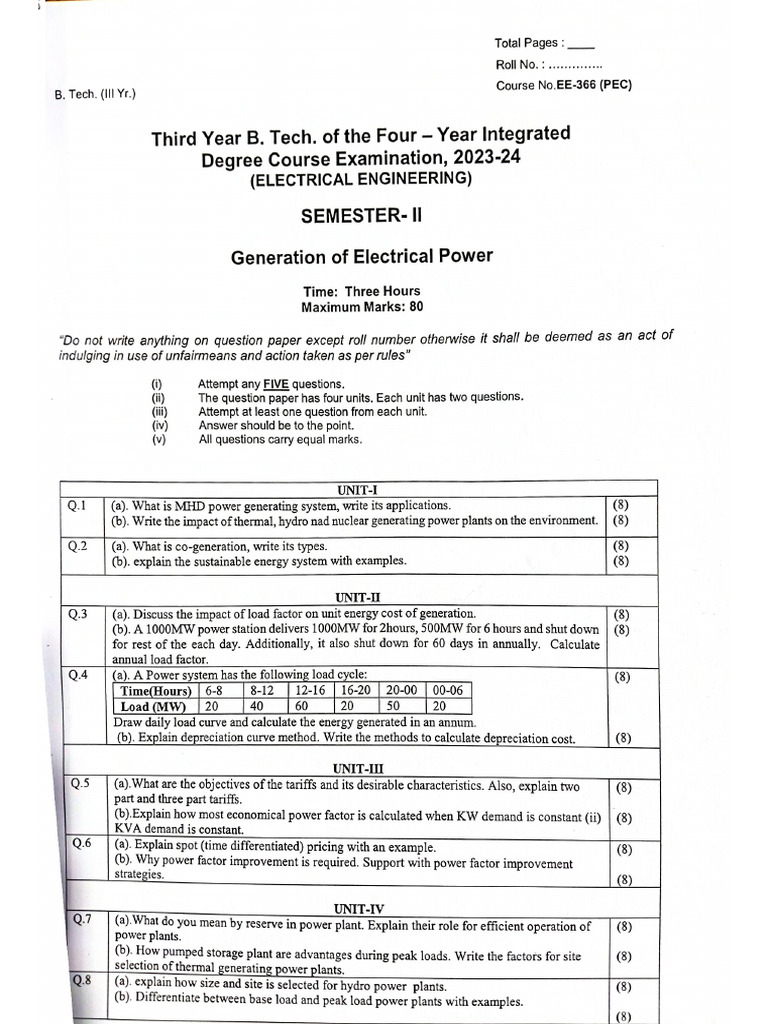 Generation of Electrical Power | PDF