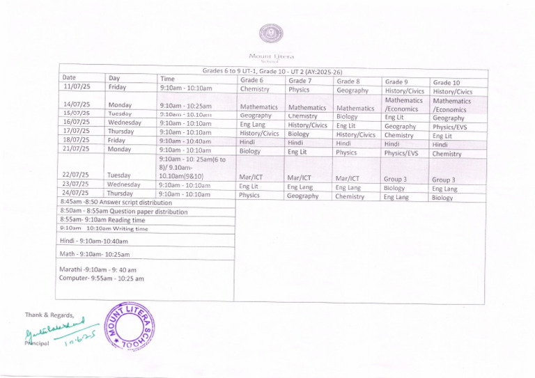 917 - Timetable UT1 and UT2 | PDF