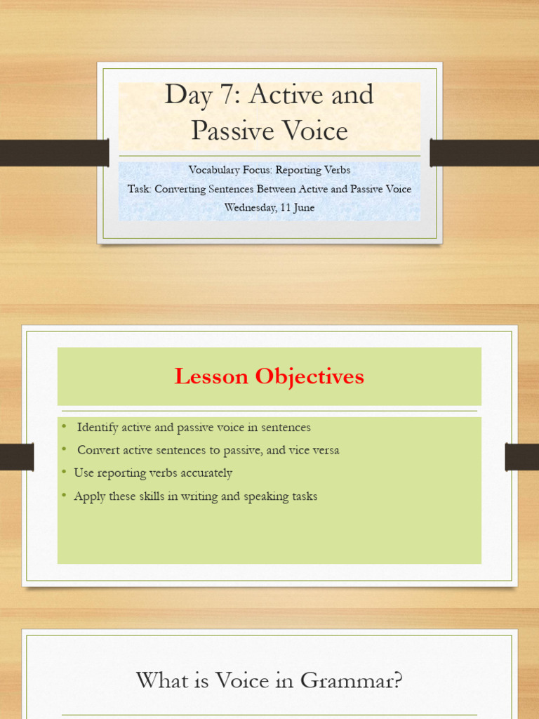 Day7 Active Passive Voice Lesson | PDF | Subject (Grammar) | Verb