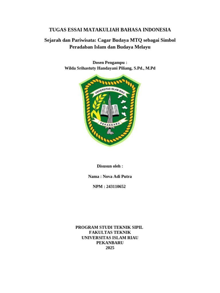 Cagar Budaya Kompleks MTQ Sebagai Simbol Peradaban Islam Dan Budaya ...
