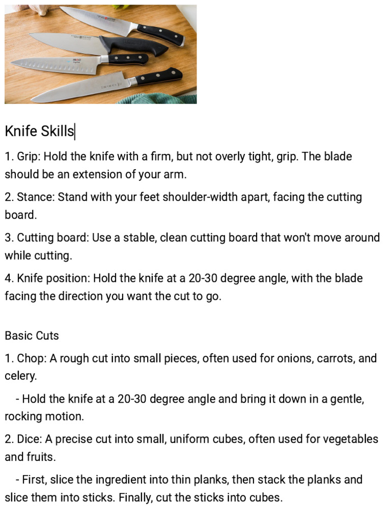 Mastering Basic Knife Skills | PDF