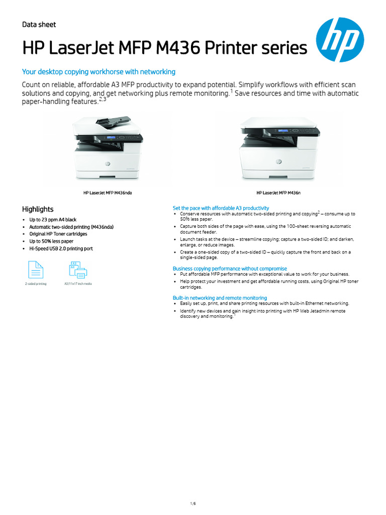HP LaserJet MFP M436 Series Overview | PDF | Image Scanner | Remote ...