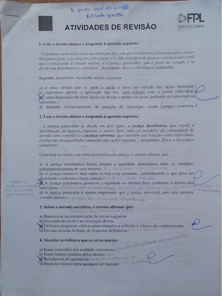 Atividade de Revisão Corrigida | PDF