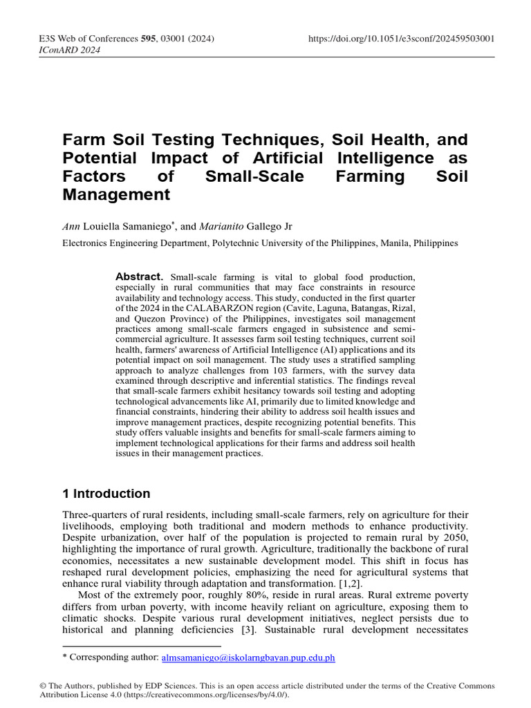 Farm Soil Testing Techniques, Soil Health, and Potential Impact of ...