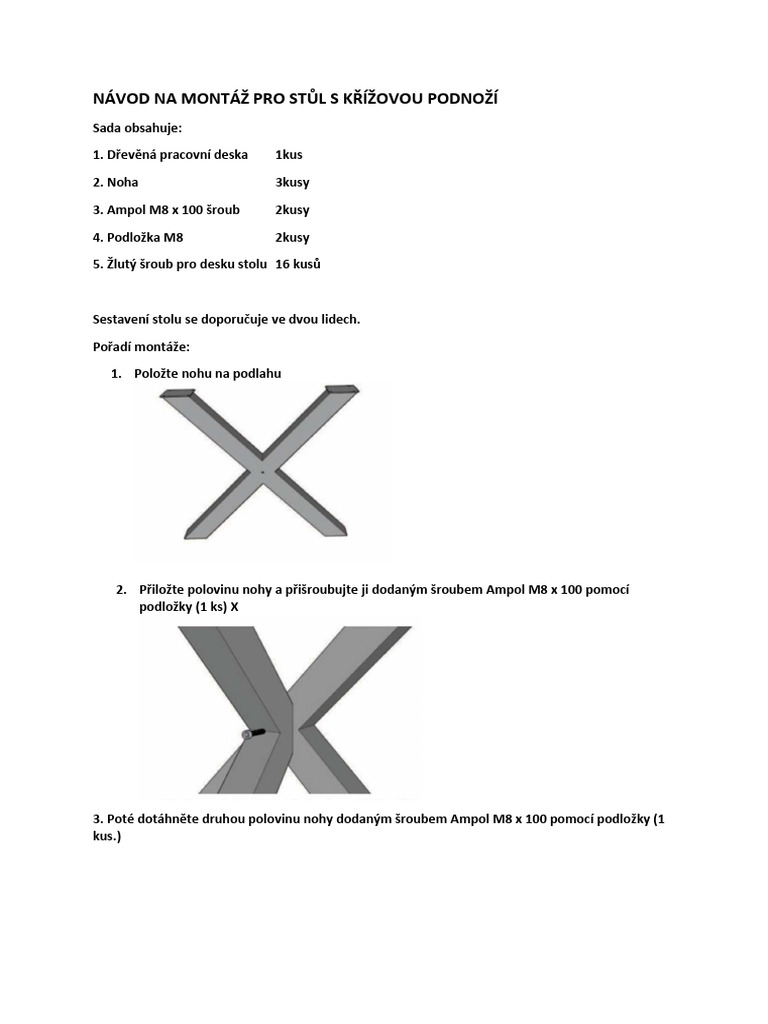 Navod Na Montaz Pro Stul S Krizovou Podnozi | PDF