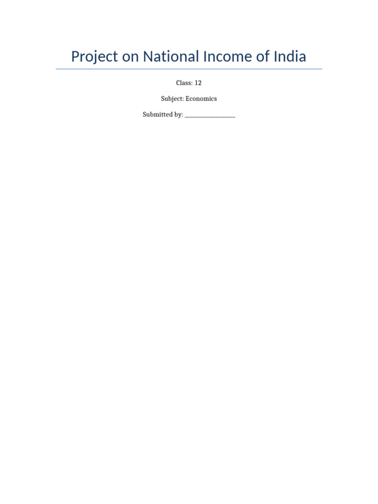 Class 12 Project on National Income | PDF | Measures Of National Income ...