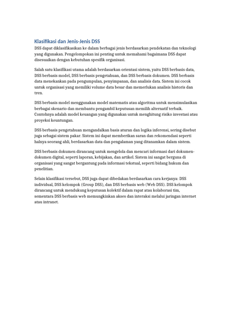 DSS Long 3 Klasifikasi Dan Jenis-Jenis DSS | PDF