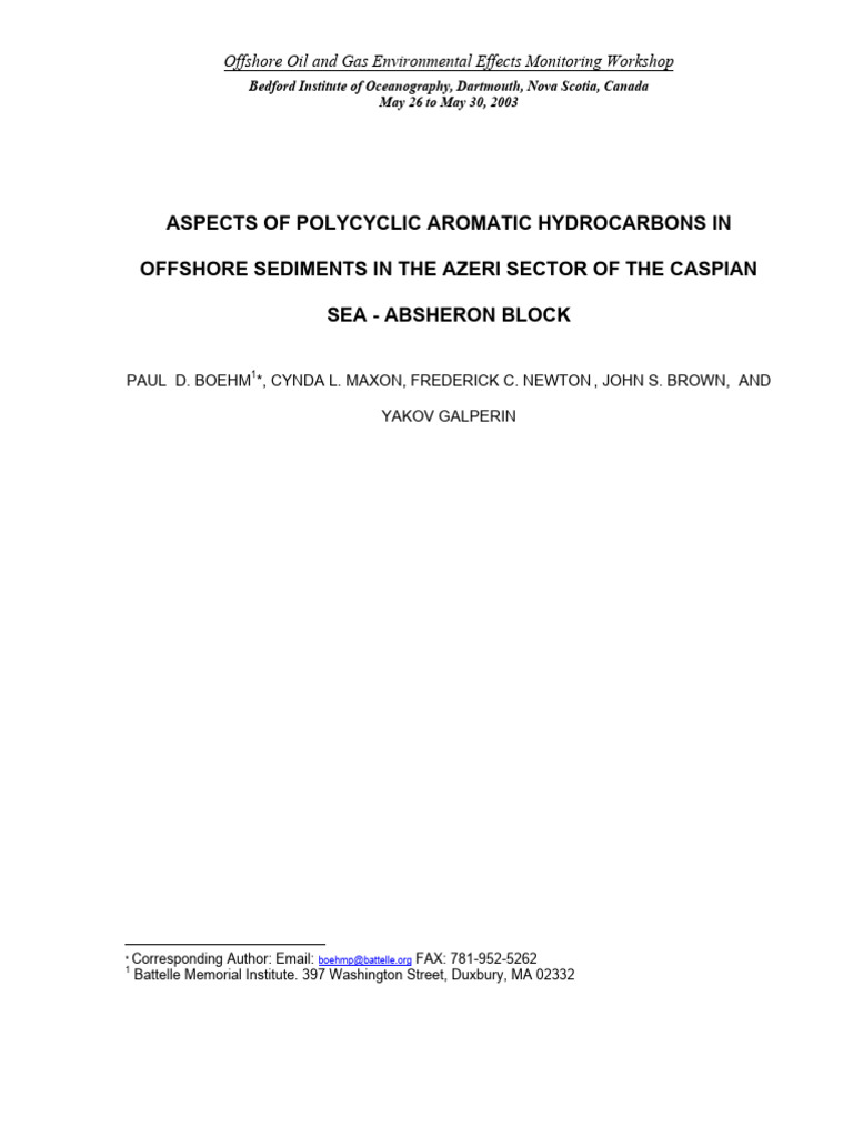 EEM Boehm Et Al. Caspian Sea Paper | PDF | Polycyclic Aromatic Hydrocarbon | Petroleum