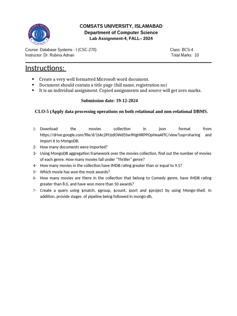 Lab Assignment 4 DB | PDF