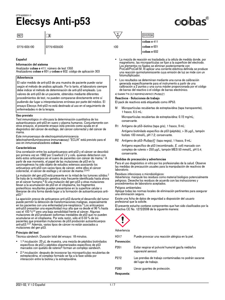 Elecsys Anti-p53.07751605500.V1.es | PDF | Cáncer | P53