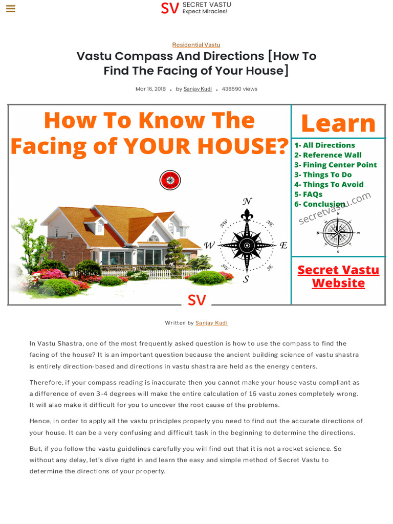 Vastu Compass: Finding House Directions | PDF | Compass | Navigation
