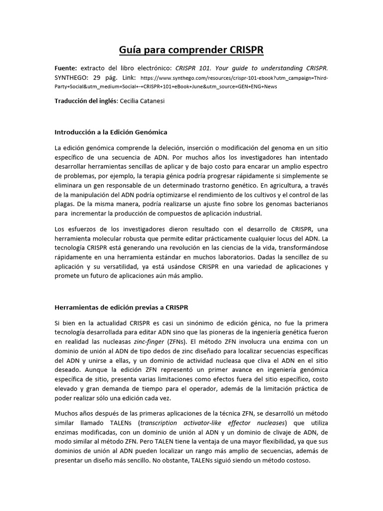 T5b Ingeniería Genética - Tecnología CRISPR Complementario | PDF | Crispr | Adn