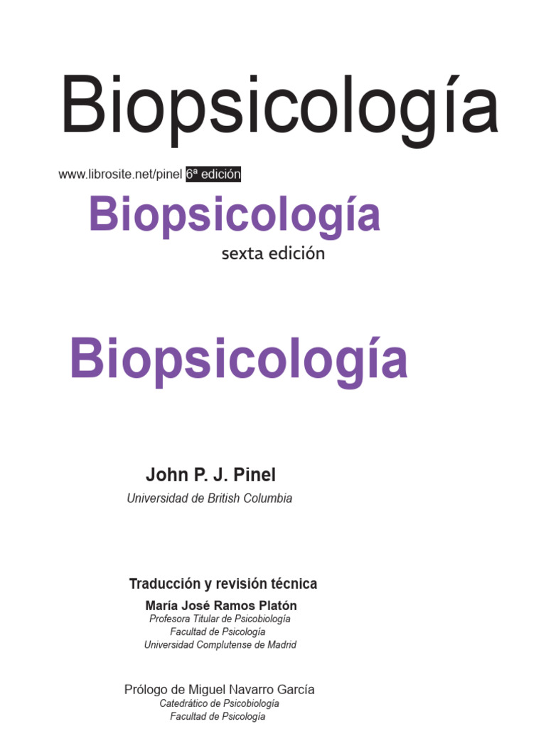 John Pinel - Biopsicología - 6e - (2007) | PDF | Amnesia | Sistema nervioso