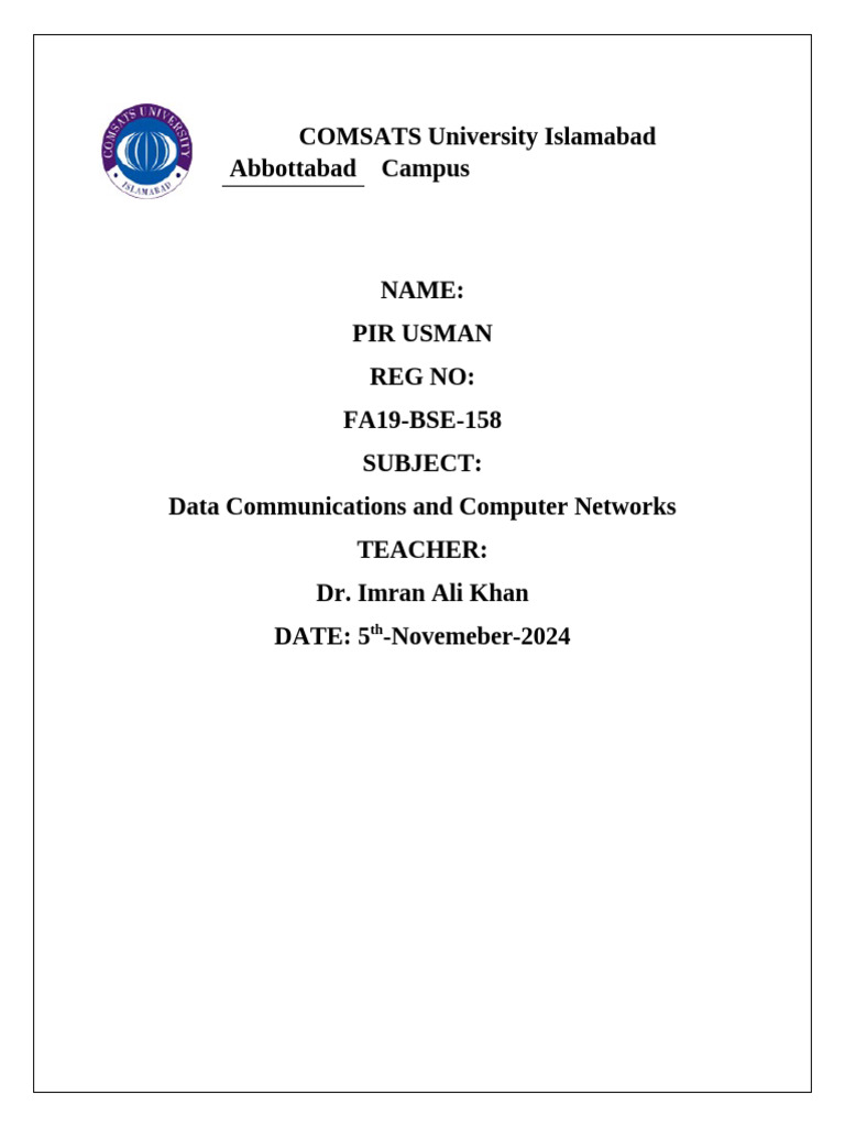 COMSATS University Islamabad | PDF | Computer Network | Osi Model