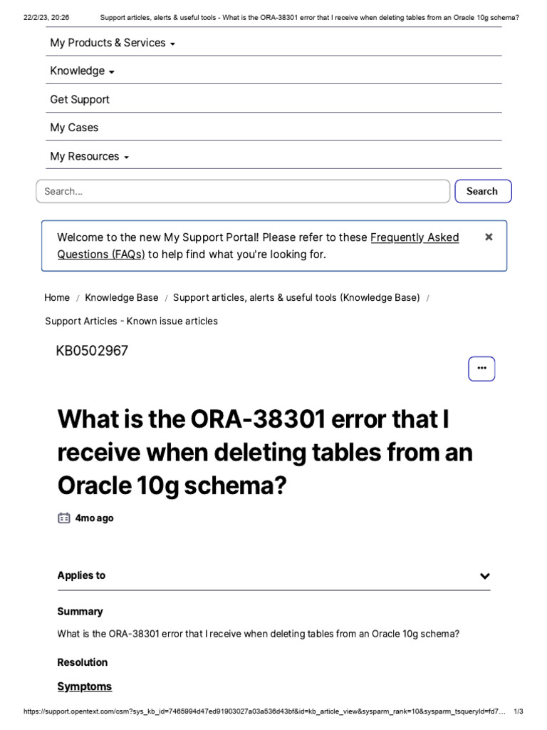 What Is The ORA-38301 Error That I Receive When Deleting Tables From An ...