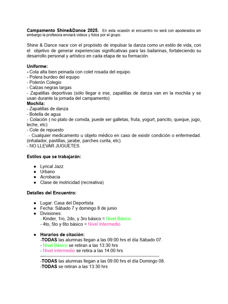 Campamento 2025 | PDF