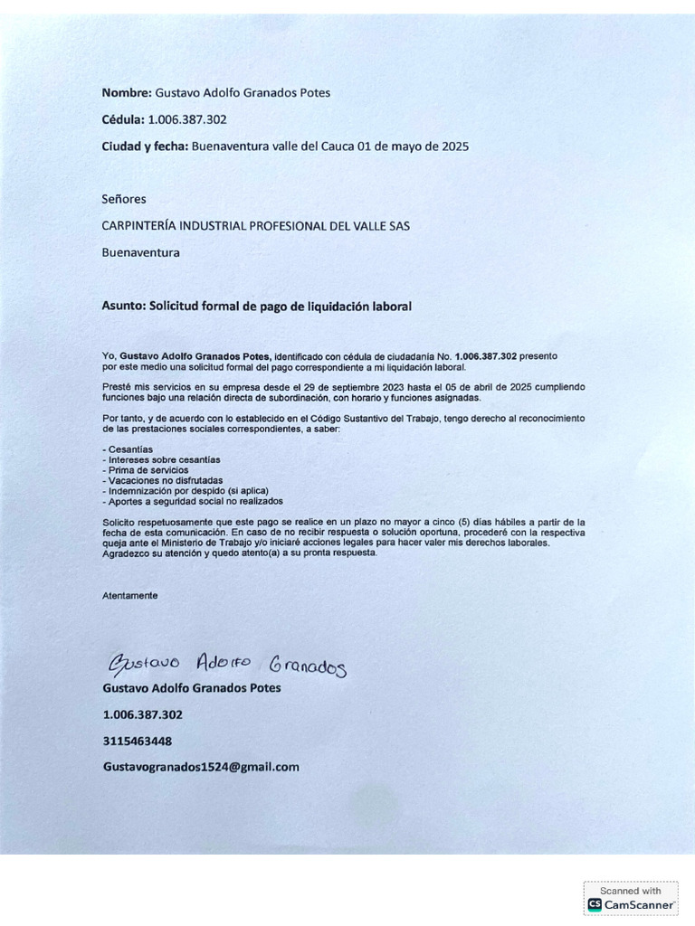 Documento Solicitud | PDF