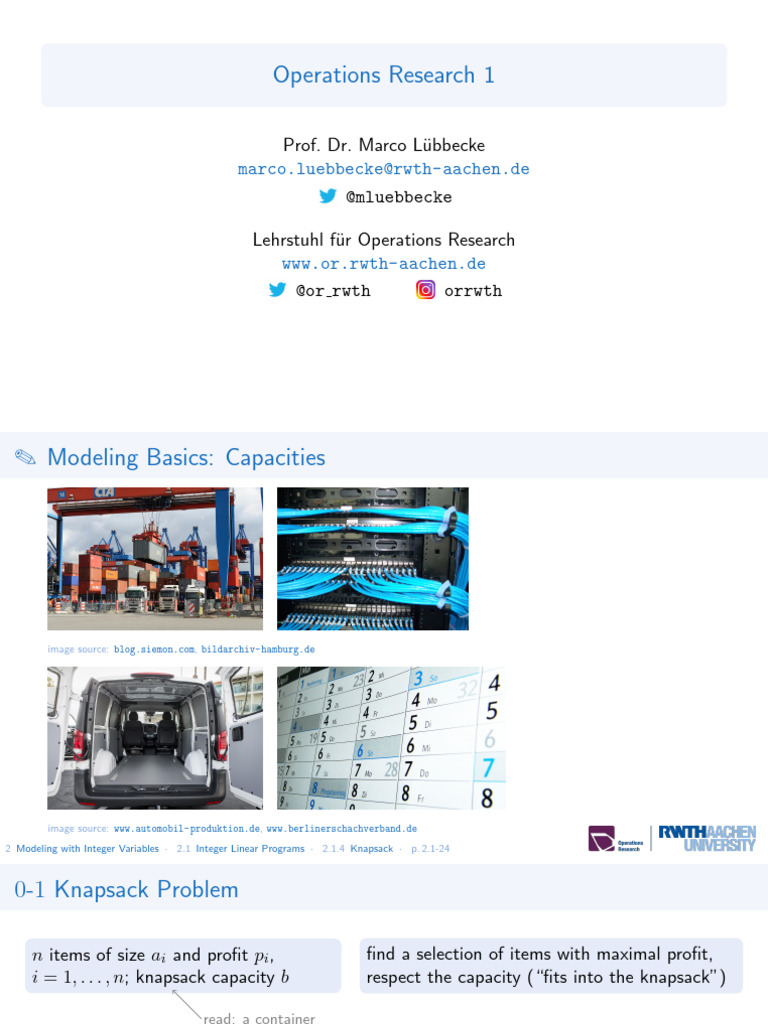 OR1-20104-knapsack (1) | PDF | Linear Programming | Algorithms