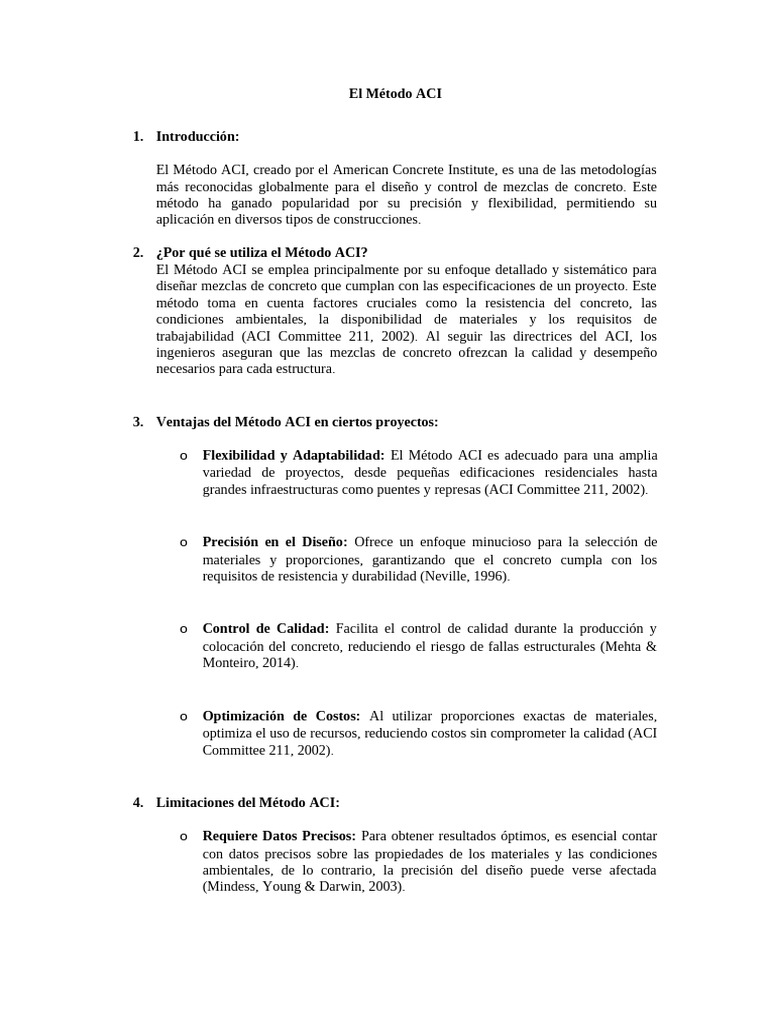 El Método ACI | PDF | Hormigón