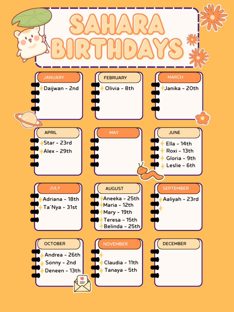 Green and Pink Illustrative Cute Class Birthday Celebration Poster | PDF