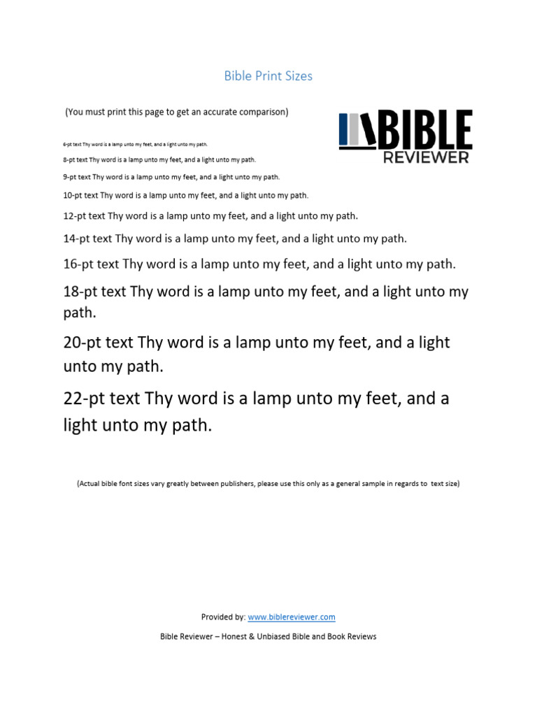 Bible Print Sizes | PDF