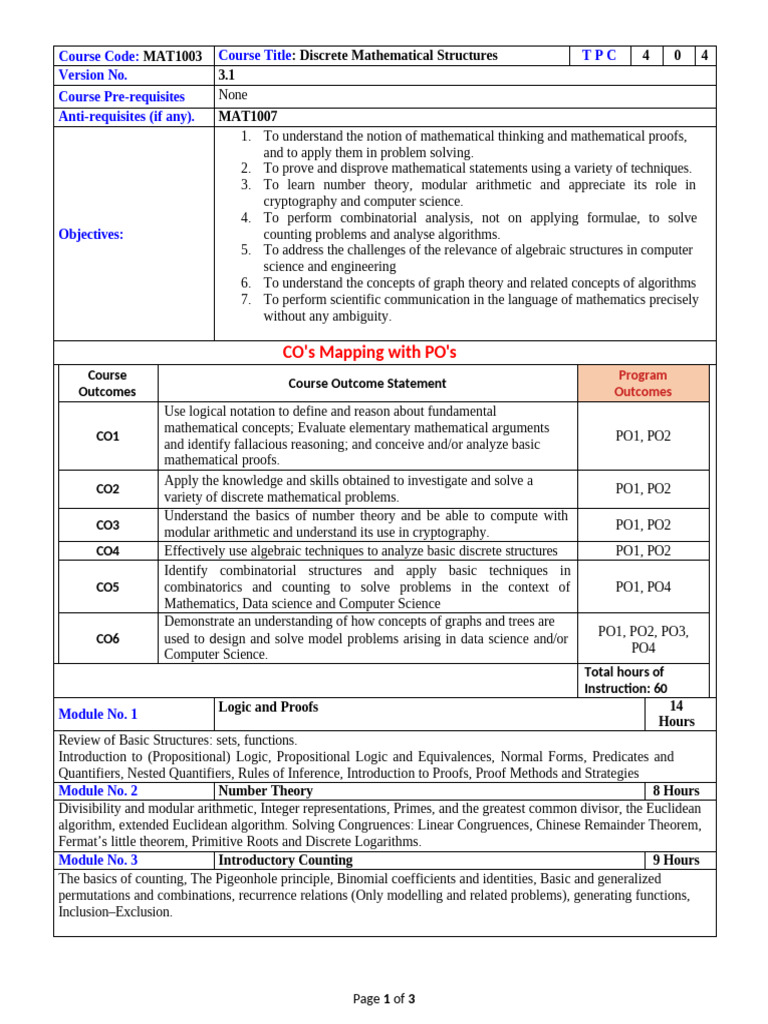 Mat1003 Discrete-mathematical-structures Th 3.1 16 Mat1003 - Discrete ...